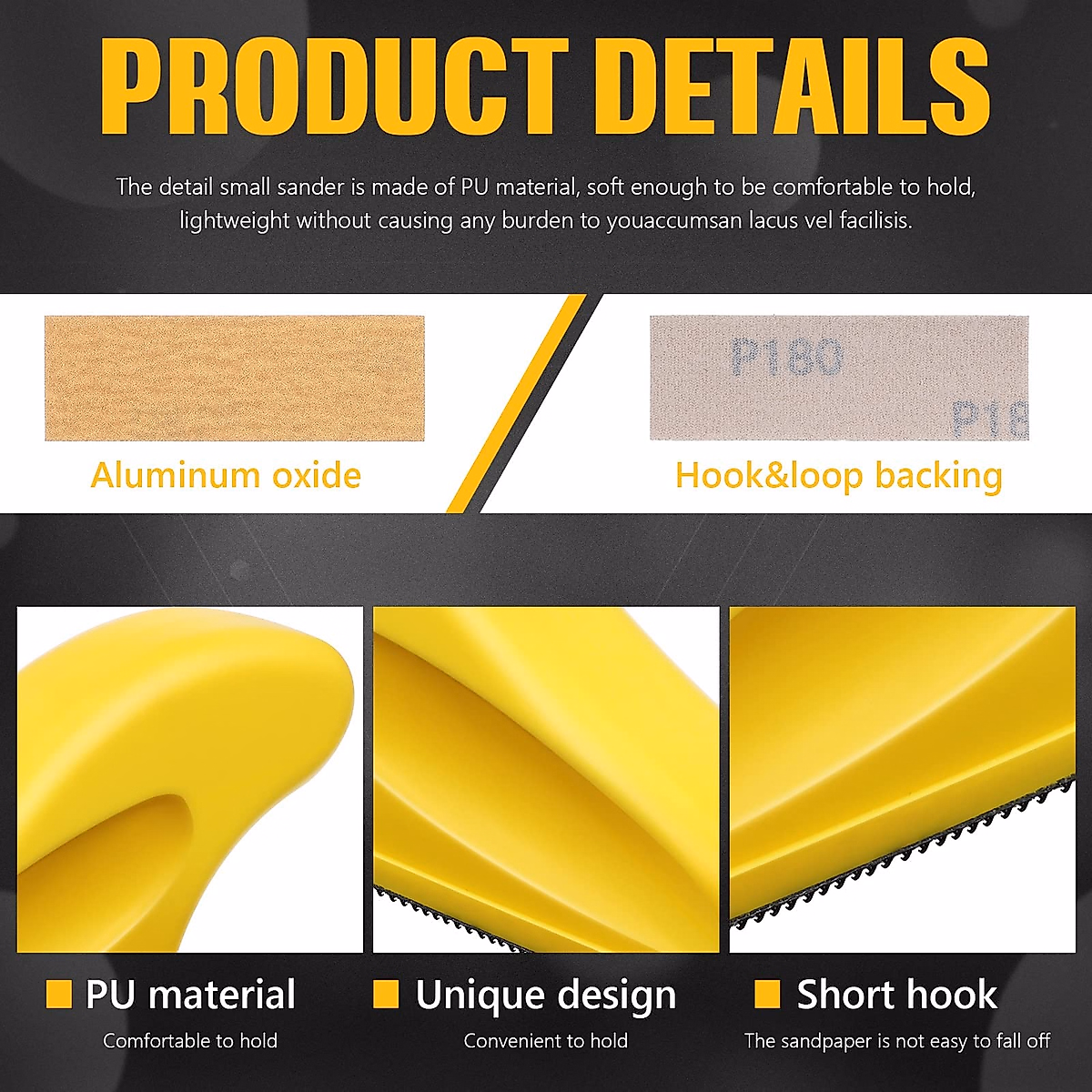 BBTO Micro Sander Kit 3.5x1 Inch Mini for Small Projects, Detail Handle Sanding Tools, 120 Sheets Sandpaper Wood P80, P120, P180, P240, P400, P600 DIY Handicrafts Polishing