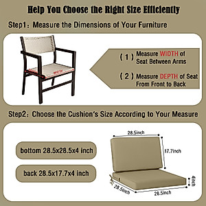 idee-home Outdoor Cushions for Patio Furniture, Outdoor Seat Cushions 28.5 x 28.5 Waterproof & Fade Resistant Couch Sofa Replacement Deep Couch Chair Cushion for Yard Garden Deck