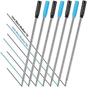 Jovitec 24 Pieces Replaceable Ballpoint Pen Refills Smooth Writing 4.5 Inch (11.6 cm) and 1 mm Medium Tip (Black and Blue)