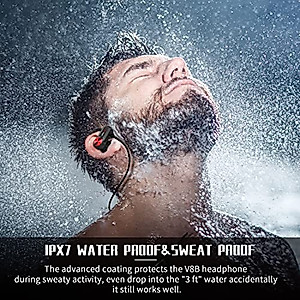 COMESONG Senkon Bluetooth Headphones,IPX7 Waterproof Sports Bluetooth Earbuds Gym Wireless Earbuds 24+h Battery 1.5h Quick Charge Excellent HiFi Stereo Sound with Richer Bass&14.2mm Speaker