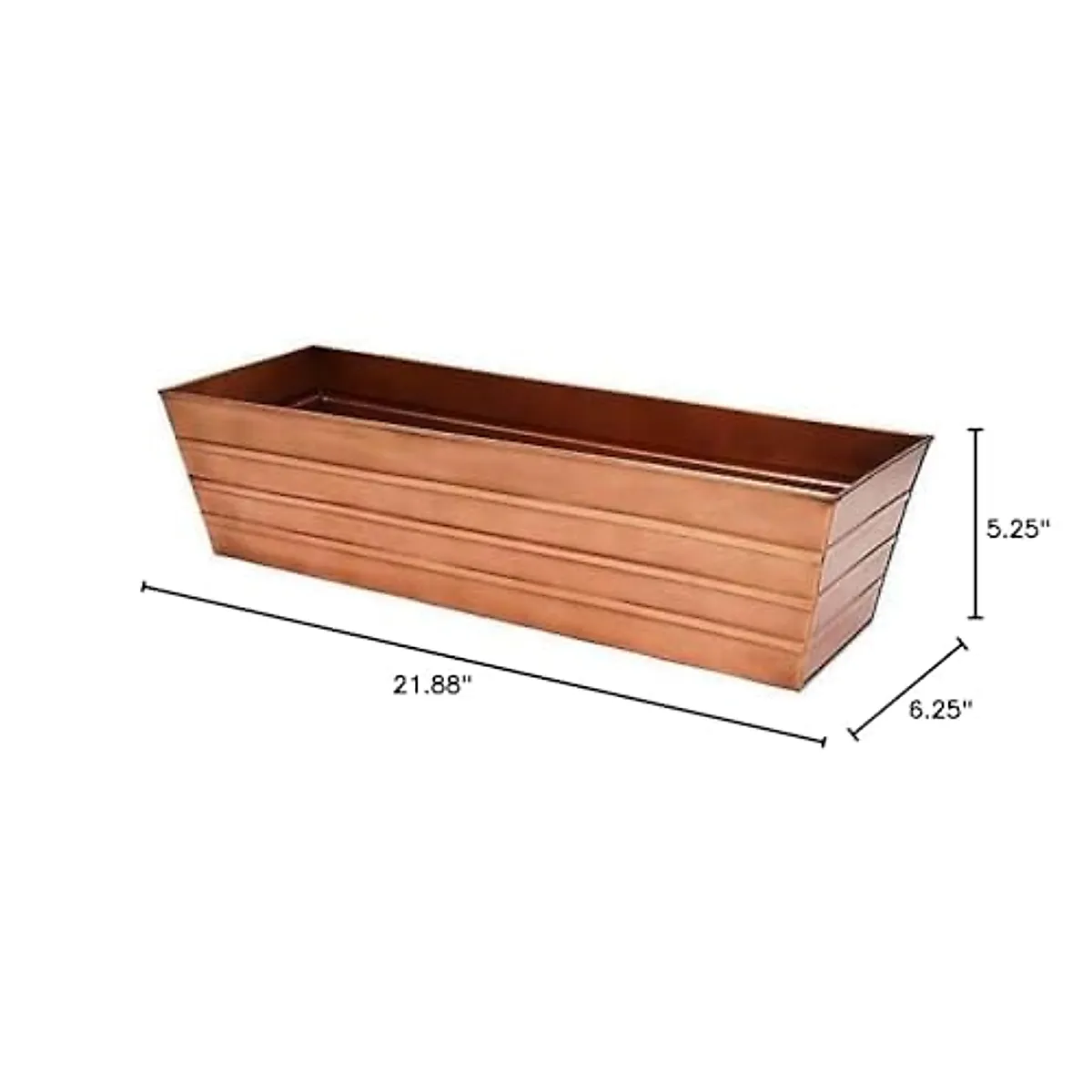 Achla Designs Copper PlatedWindow Flower Box Planter-Small (22" L x 6" W x 5" H)