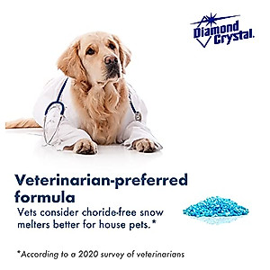 Diamond Crystal SNO-Paws Snow and Ice Melter - Calcium Chloride & Salt-Free Pet Safe Ice Melter with Blue Tint - Melts Ice Down to 5 Degrees