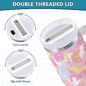 Caikeny Insulated Tumblers with Lid and Straw Tie Dye Pastel Colorful 30 oz Reusable Stainless Steel Cup Star Water Bottle Coffee Travel Tumbler Mug for Women Men