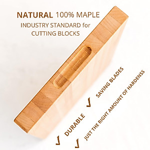 Large Maple Wood Cutting Board - Hardwood Chopping Block 1.4 Inches Thick - Stable and Reversible - Coated with Eco Oil & Wax