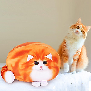 Achwishap Cat Plush,Soft Cat Stuffed Animals,Kawaii Cat Plush Toys,Cute Plushies Cat Body Pillow,Kitten Stuffed Animal Hugging Pillows Plushies Gifts for Kids Adults Birthday(Orange Cat,18”)