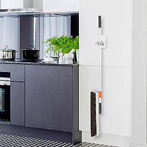 Horse Hair Broom, Broom for Hardwood Floors 18" Horsehair Swivel Kitchen Broom, Soft Bristle Broom with 54" Handle