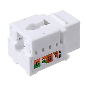 TENINYU 10-Pack RJ45 Keystone Jack Module Connector 568A/568B, Keystone Adapter Compatible Cat 6/5e/5 Connector,Cat6 Keystone Jack,RJ45 Female Connector,White