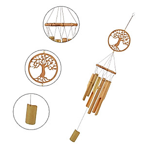 XINRUI Bamboo Wind Chimes, Tree of Life Wooden Wind Chime Kit Natural Decor Music Soothing Wind Bell Hanger Wind Chime Tubes Clearance Gifts for Garden, Outdoor, Outside, Patio and Home(34.5 inches)