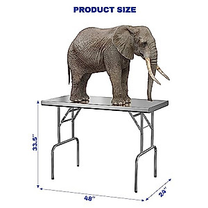 RIEDHOFF Stainless Steel Folding Table 48" x 24" Without Undershelf, [NSF Certified][Heavy Duty] Commercial Kitchen Prep Table for Home, Restaurant, Outdoor