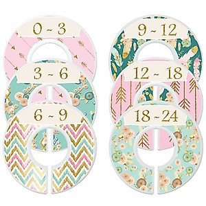 Mumsy Goose Nursery Closet Dividers, Closet Organizers, Baby Girl Clothes Dividers Pink Gold