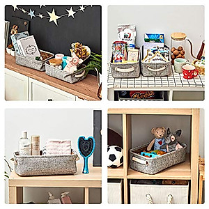 EZOWare 6pc Storage Bins Baskets, Small Folding Drawer Dresser Desktop Organizer Cubes Set with Handles -12 x 7 x 4 inch - Dark Gray