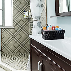 Anbers Plastic Weave Storage Baskets Bins, 6 Packs, Black