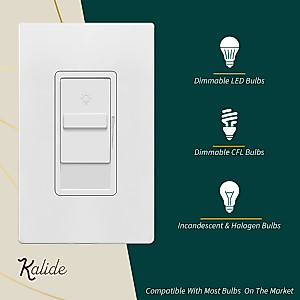 TOPGREENER Digital Dimmer Light Switch for 200W Dimmable LED/CFL Lights, Single Pole Led Slide Dimmer Switch, Neutral Wire Not Required, UL Listed, TGDS1-W, White,1 Pack