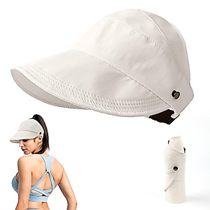 Generic Sun Hats for Women, Outdoor Uv Protection Hollow Top Sun Hat, Summer Wide Brim Sun Protection Hat, Sun hat with Ponytail Hole for Women, Women's Outdoor Adjustable Sun Hats(White), 5, Black