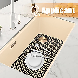 JUSTOGO Silicone Sink Mat, Black Sink Protectors for Kitchen Sink Grid Accessory, 1 PCS Non-slip Sink Mats for Bottom of Kitchen Farmhouse Stainless Steel Porcelain Sink Right & Left (28.2''x 14.2'')