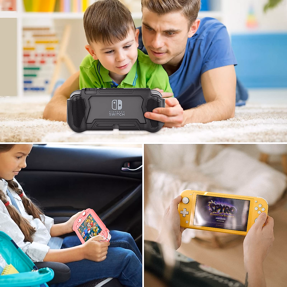 Switch Lite Protective Case Compatible with Nintendo Switch Lite, Kmasic Full-Body Rugged Protection Switch Lite Cover Built-in Screen Protector, Anti-Scratch Cover for Nintendo Switch Lite Skin