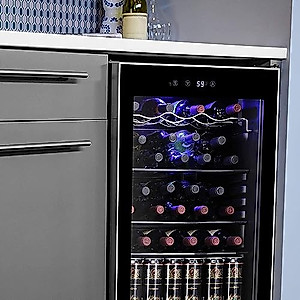 36 Bottle Wine Cooler/Cabinet Beveragerefrigerator Small Mini Red & White Wine Cellar Beer Soda Counter Top Bar Fridge Quiet Operation Compressor Adjust Temperature Freestanding Black