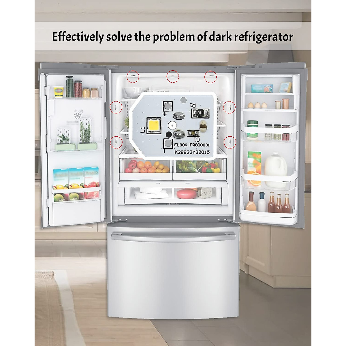 EMIHO WR55X11132 Refrigerator Light Bulb Fit for GE Refrigerator, LED Light Replace WR55X25754 WR55X30602 PS4704284 AP6261806 AP5646375, No Cover Only LED PCB Board