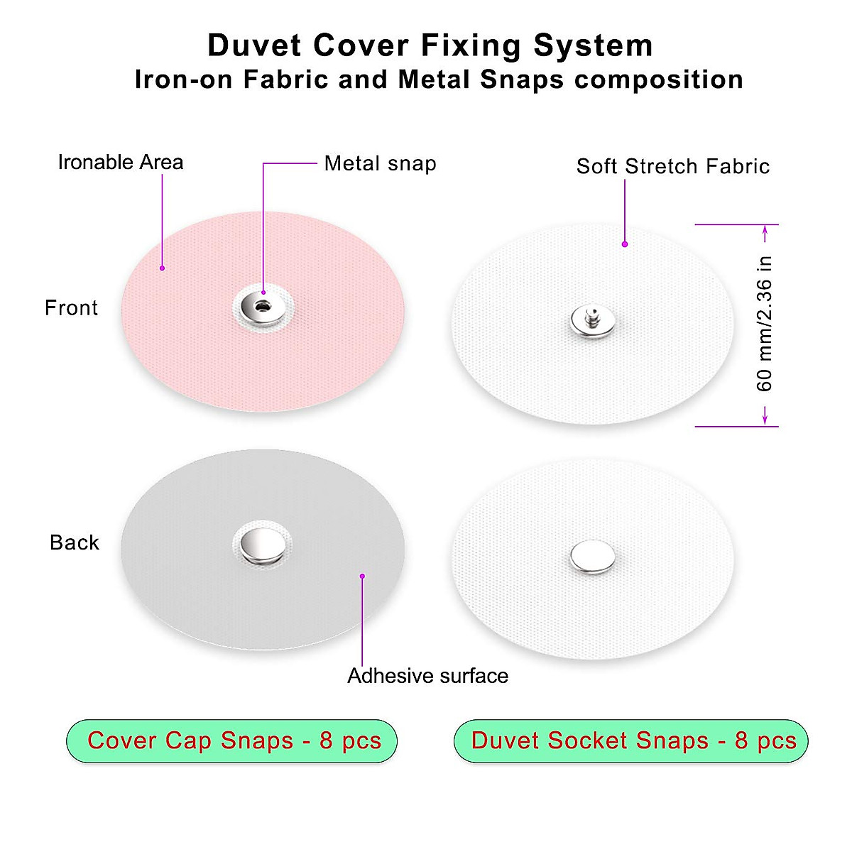 Duvet Cover Snaps Metal 16 Pcs