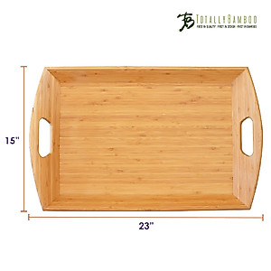 Totally Bamboo Butler's Serving Tray with Handles, Decorative Tray for Ottoman or Coffee Table, 23" x 15