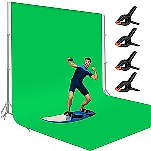 15 X 9.5 FT Large Green Screen Backdrop for Photography, GreenScreen Background for Zoom Meeting, Polyester Cloth Fabric Curtain with 4 Spring Clamps, Chromakey Video Photoshoot Studio Gaming YouTube