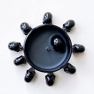 Scented Candles, Cool Candles, Black Candles, with Crystal Skull (Black Obsidian 1.5 inch), Skull Decor, Gothic Home Decor, Candles for Men, Halloween Candles, Gothic Décor, Skull Decorations