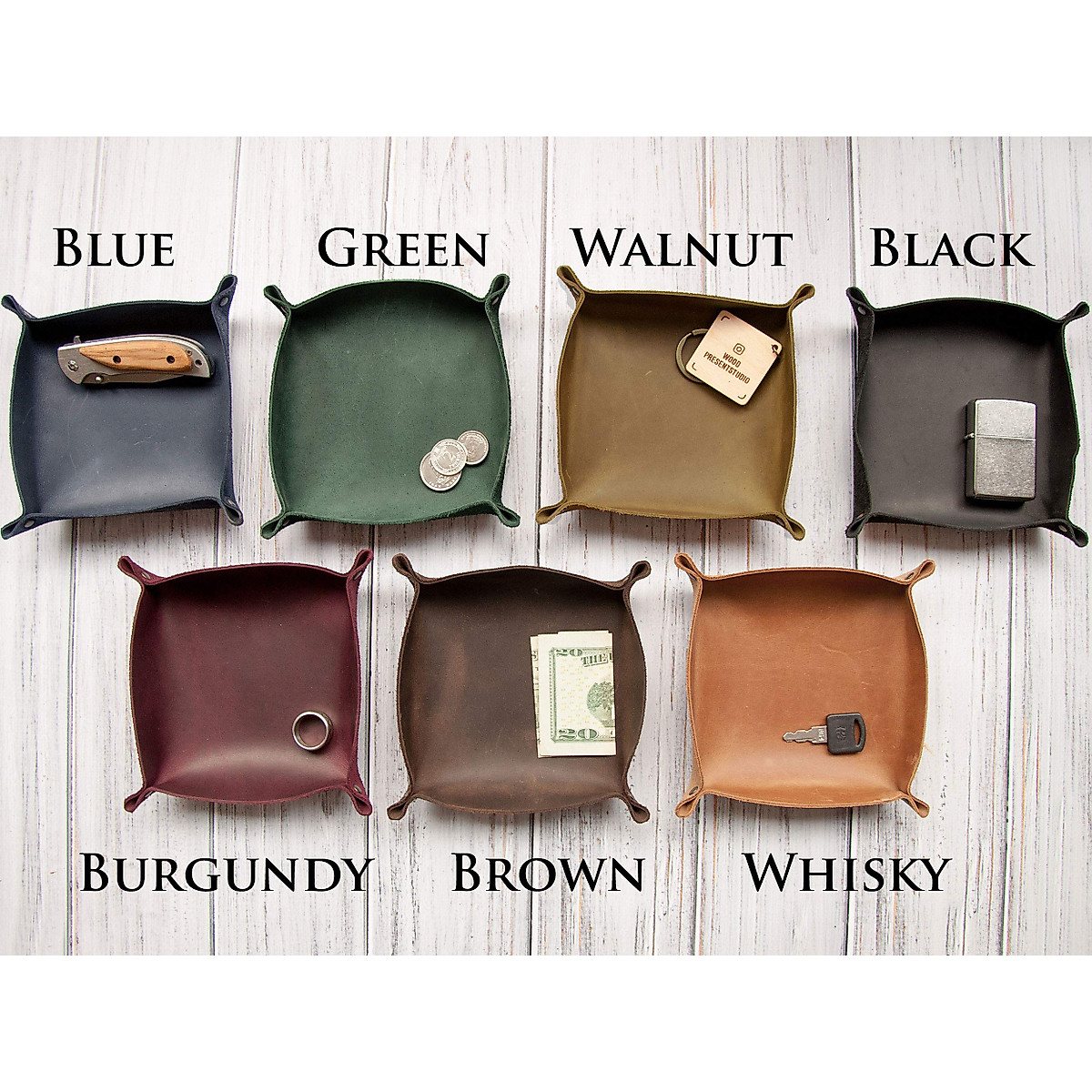 Customized Leather Valet Tray Monogrammed Valet Tray Catch All Leather Gift for Men Christmas Gift for Him Engraved Leather Tray Personalized Leather Desk Organizer Work from Home Gift