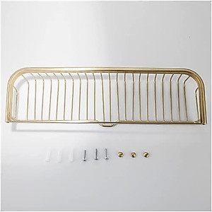 MUENG Exquisite Bathroom Shelves Wall-Mounted Bathroom Accessories, Brushed Gold Bathroom Storage Shelf, Shower Basket, Brass Shower Holder Rack