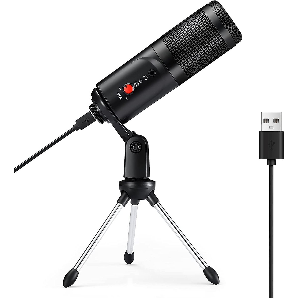 BLOUEFOZ USB Microphone, Computer Podcast Cardioid Condenser PC Mic with Tripod Stand for Recording,Gaming,Compatible with Laptop Desktop Mac & Windows