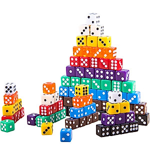 AUSTOR 100 Pieces 12mm Dices 6 Sided Game Dice Set Square Corner Dice with a Drawstring Pouch