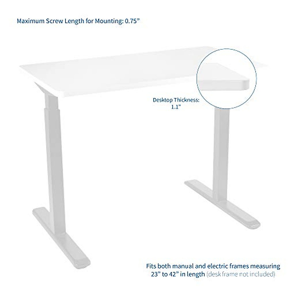 VIVO White 43 x 24 inch Universal Solid One-Piece Table Top for Standard and Sit to Stand Height Adjustable Home and Office Desk Frames, DESK-TOP43W