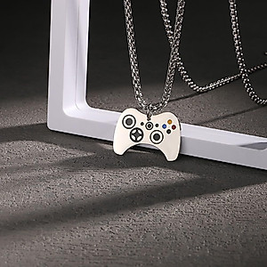 通用 3Pcs Vintage Enamel Game Console Pendant Necklace Set,Punk Hip Hop Video Game Controller Clavicle Chain Necklace Choker Necklace Jewelry for Women Men (Silver 3Pcs)