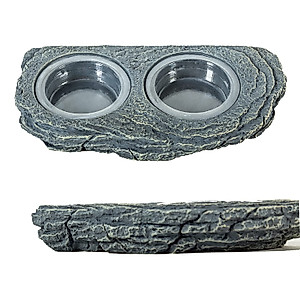 REPTIZOO Reptile Magnetic Feeder Ledge, Double Bowl Reptile Food Dish with 6PCS Feeding Cups Food Water Feeder for Crested Gecko Lizard Chameleon Pets