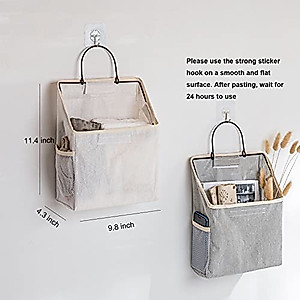 Wall Hanging Storage Bag (3 Pieces), Waterproof Hanging Bag Storage Wall Cotton & Linen Cloth Art Storage Bag, Student Dormitory Hanging Basket Bed Books Hanging Storage Bag for Store Clothes, Books