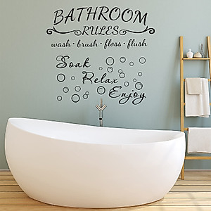 4 Pieces Bathroom Wall Decals Sticker Toilet Rules Soak Relax Enjoy Bathroom Rules Wash Your Hands Love Mom Wall Quote Saying Stickers Vinyl Wall Art Decor for Home Restroom (Black)