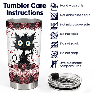 34HD Cat Gifts for Christmas, Crazy Cat Tumbler with Lid 20 oz Stainless Steel, I Will Put You Cat Mug, Horror Drinking Cup, Cat Gifts for Cat Lovers