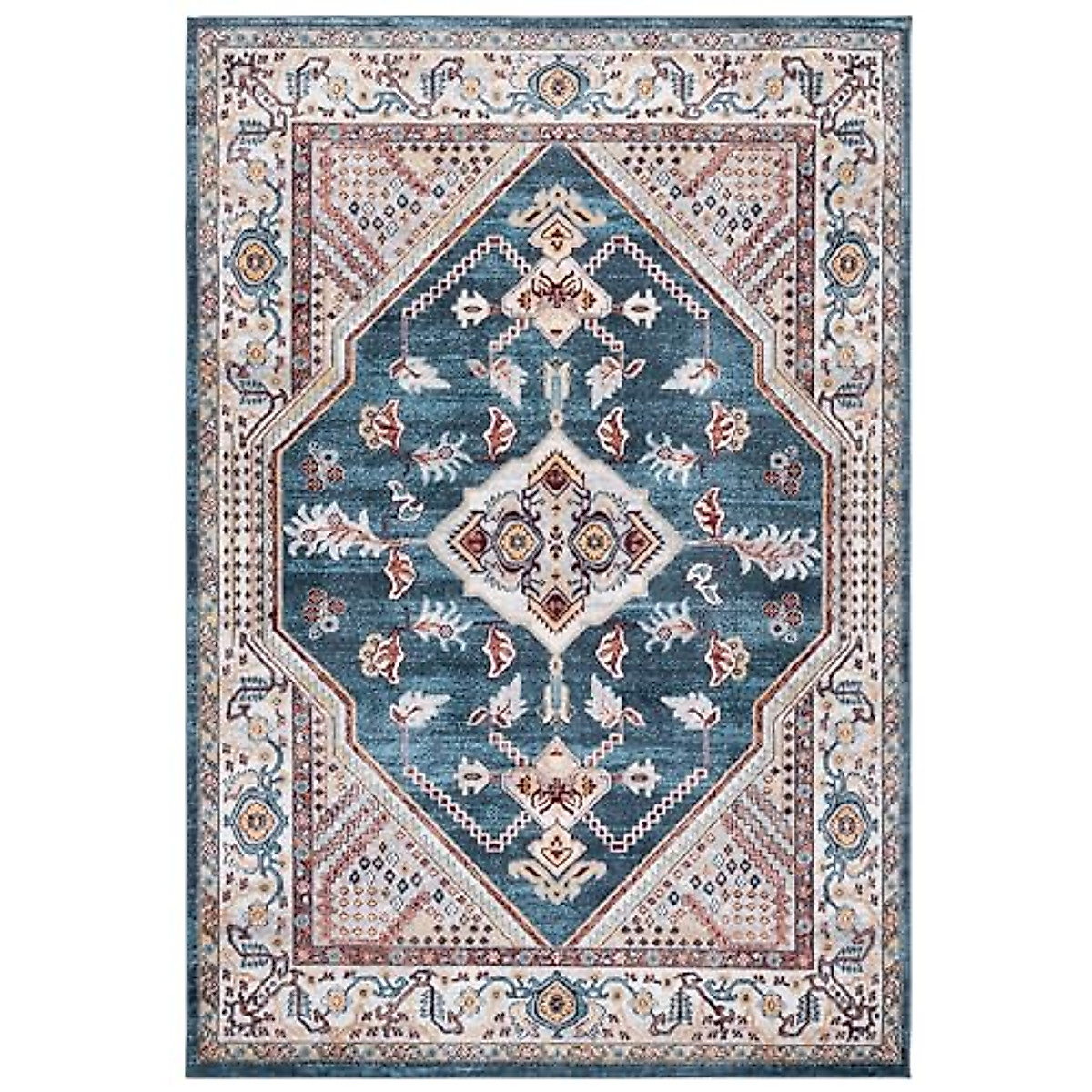 Safavieh Bayside Collection Area Rug - 5'3" x 7'6", Blue & Grey, Traditional Oriental Design, Non-Shedding & Easy Care, Machine Washable Ideal for High Traffic Areas in Living Room, Bedroom (BAY104M)
