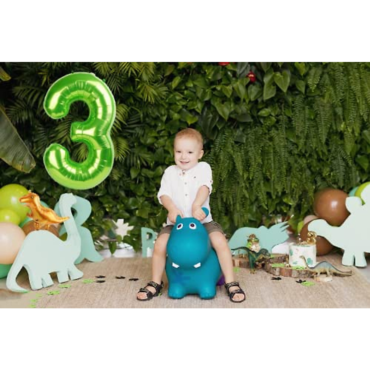 40 Inch Green Number 3 & Mini Dinosaur Balloon, 3rd 3 Years Old Birthday Decorations for Boy, Dinosaur Balloon for Three Rex Birthday Party Decorations, Large Number 13 for Party Decorations