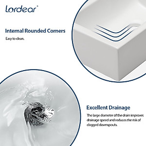 Lordear Small Bathroom Sink Wall Mounted Corner Sink 15"x 7" Floating Hand Wash Basin Wall Hung Left Hand White Ceramic Tiny Vessel Sink for Cloakroom Bathroom
