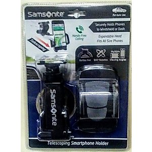 Samsonite Auto use Windshield or Dashboard Telescoping Smartphone Holder Expandable Head fits Phones Hands-Free Calling 360 deg Rotation Multiple Viewing Angles