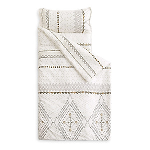 Wake In Cloud - Nap Mat with Removable Pillow for Kids Toddler Boys Girls Daycare Preschool Kindergarten Sleeping Bag, Beige Boho Pattern Printed on Ivory Cream, 100% Soft Microfiber