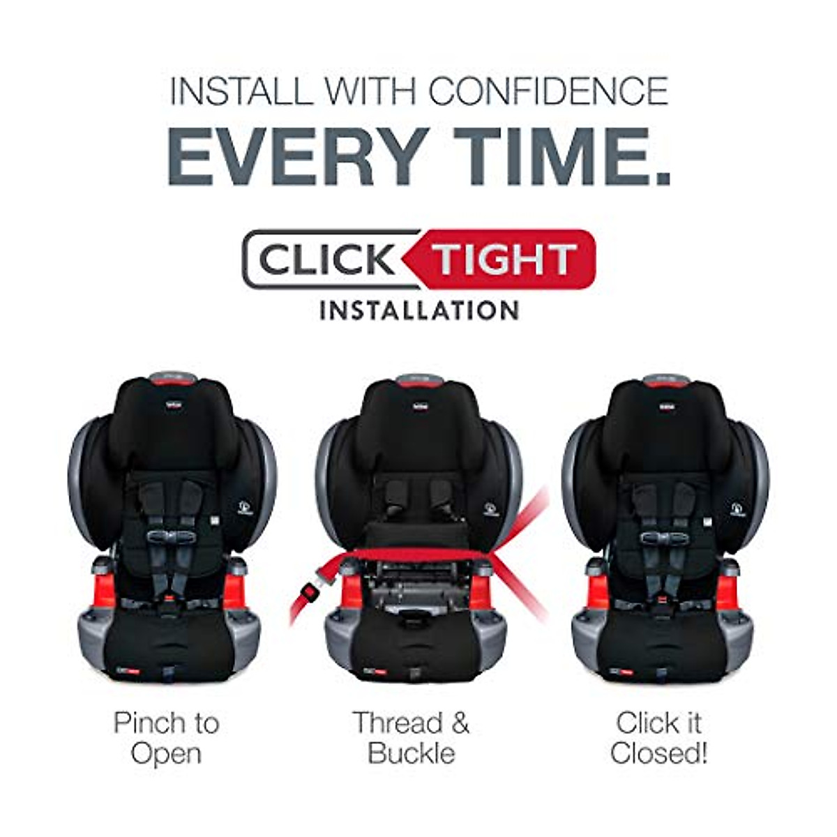 Britax Grow with You ClickTight Plus Harness-2-Booster Car Seat, Jet Safewash Fabric