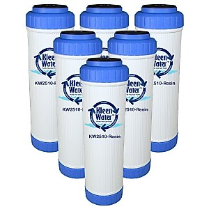 Kleenwater 2510-RESIN Filter Cartridge Replacement 6 Pack, for KW2510HW-KW2510-resin-Dish-Kit Filtration System