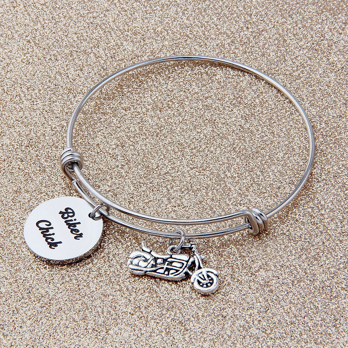 SEIRAA Biker Gift Motocycle Bracelet Biker Chick Gift Expandable Bracelet Jewelry (Biker Chick)