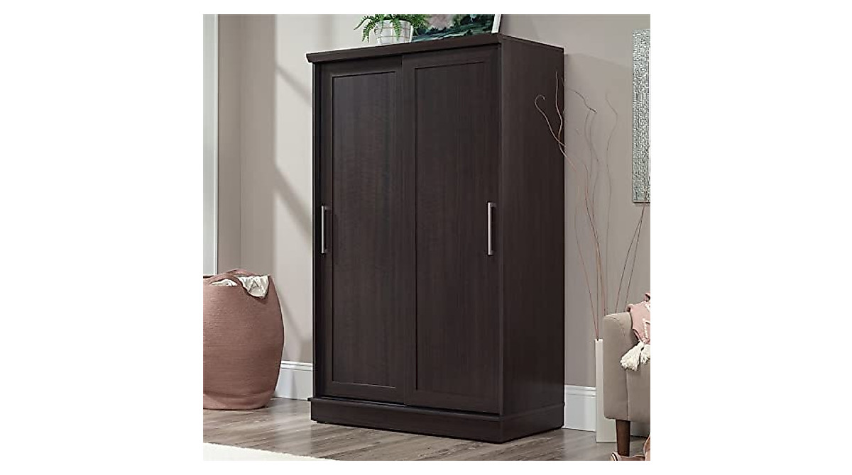 Sauder Wardrobe Cabinet in Dakota Oak – Stylish Sliding Closet Solution