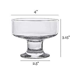 Kingrol 4 Pack Glass Dessert Bowls, 6.5 oz Crystal Glass Bowls for Ice Cream, Fruit, Pudding, Snack, Cereal, Nuts - Premium Glass Serving Dishes, Mini Trifle Bowl