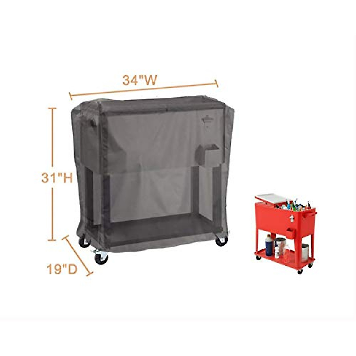 Hysbame Grey Cooler Cover Universal Waterproof Durable Rolling Cooler Patio ，Fits Most 80 Quart Rolling Cooler Cart Cover, Outdoor Beverage Cart, Patio Ice Chest Protective Covers