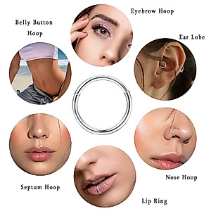 THUNARAZ 316L Surgical Steel Hinged Nose Rings Hoop 16G 18G Septum Rings for Women Men Clicker Cartilage Earrings Daith Helix Hoop Tragus Conch Piercing Jewelry 8mm 10mm