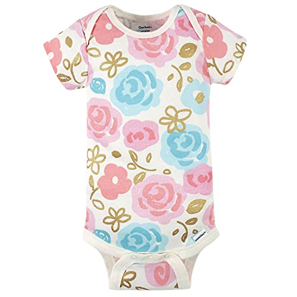 Gerber Baby Girls' 4-Pack Short Sleeve Onesies Bodysuits, Princess Pink, 18 Months