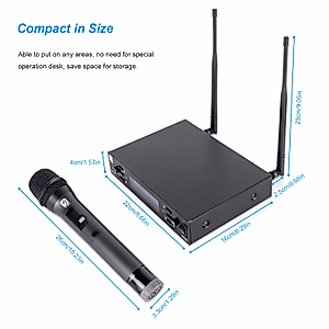 Vangoa UHF Wireless Microphone System, Professional Dual Channel Handheld Dynamic Mic Set, 328ft, High Sensitive Mic System for Karaoke, Church, Party, DJ, Meeting, Wedding